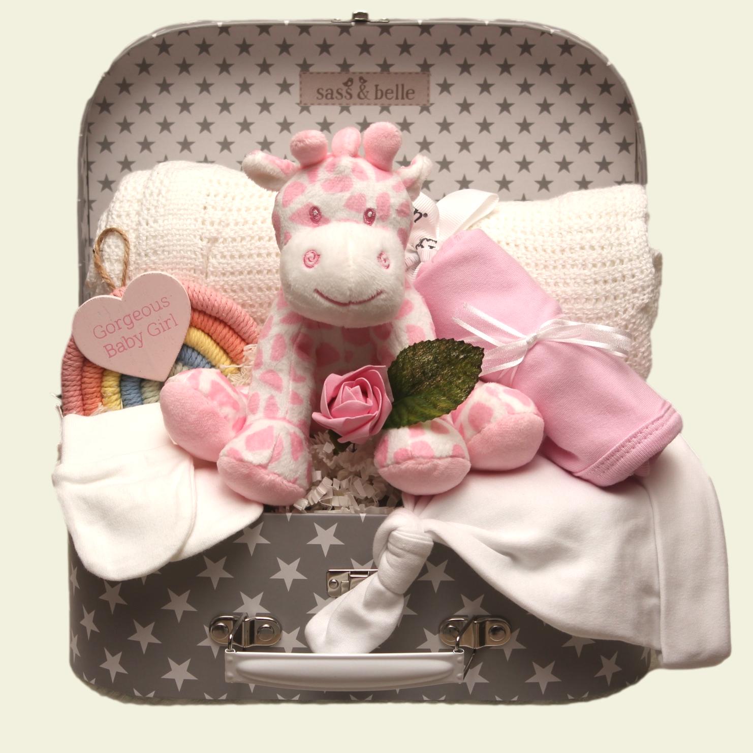 Gigi the giraffe baby girl suitcase – Unique Baby Gift Baskets