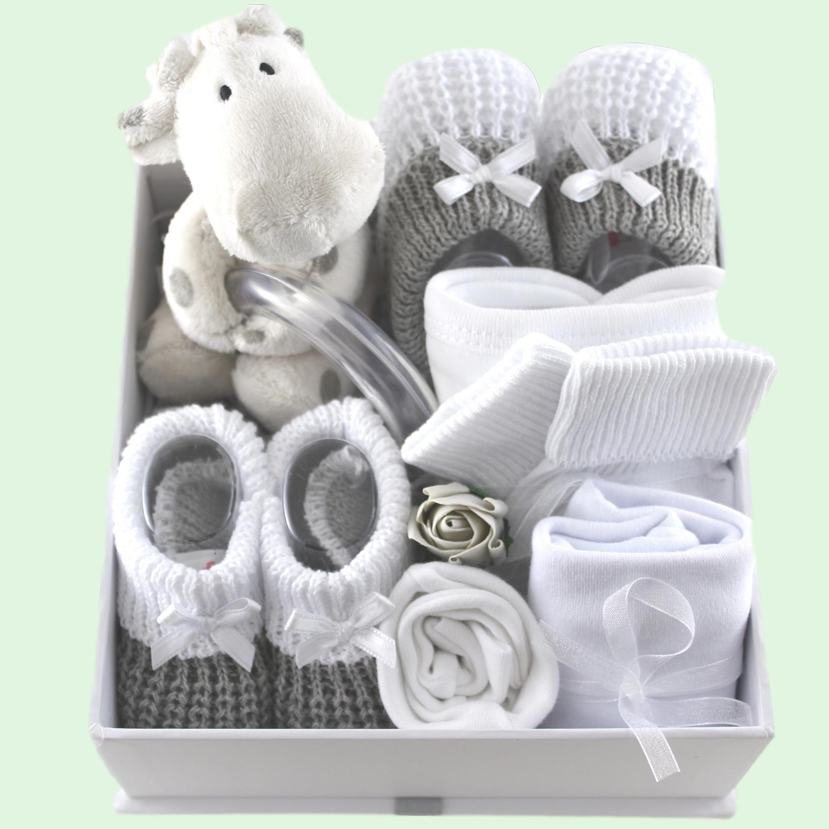 Diddles White and Silver Unisex Baby Gift Set with Memory Box – Unique ...